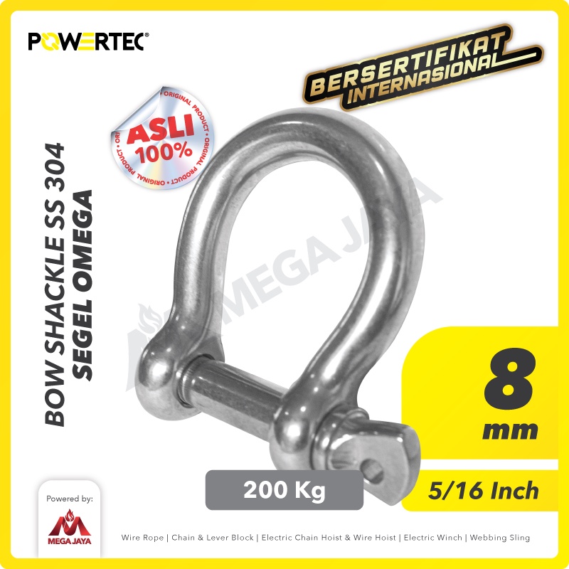 Jual POWERTEC Bow Shackle Omega Stainless Steel 304 8mm Segel SS ...