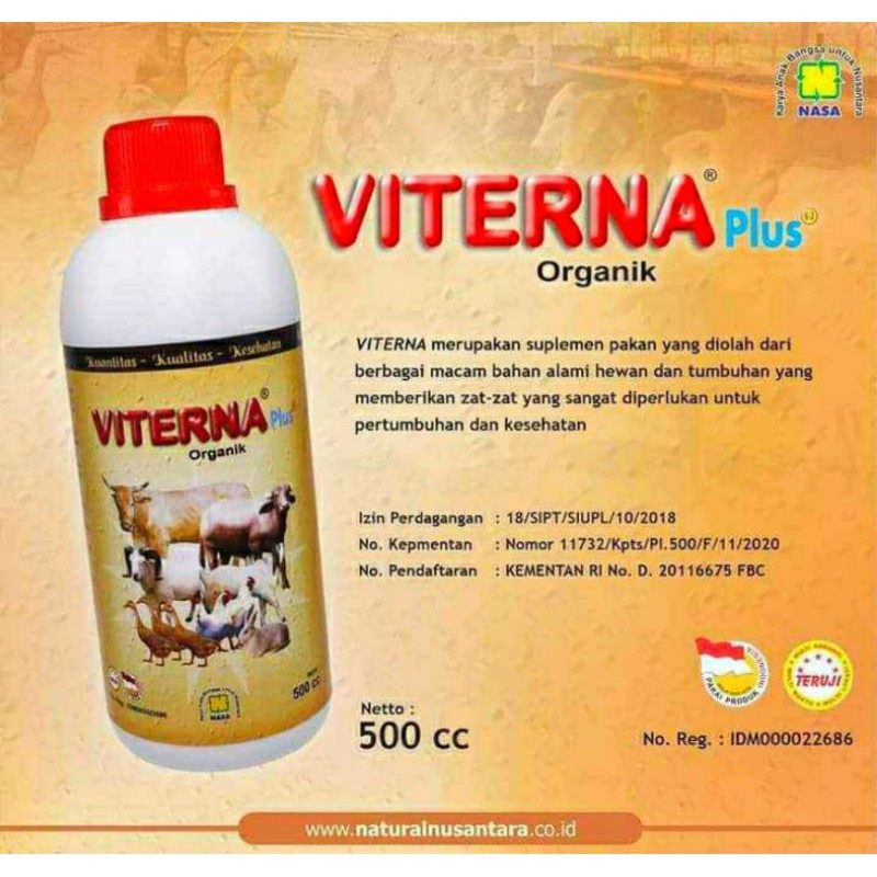 Jual VITERNA NASA Vitamin Ternak Unggas Ikan Kelinci Udang Ayam 500ML ...