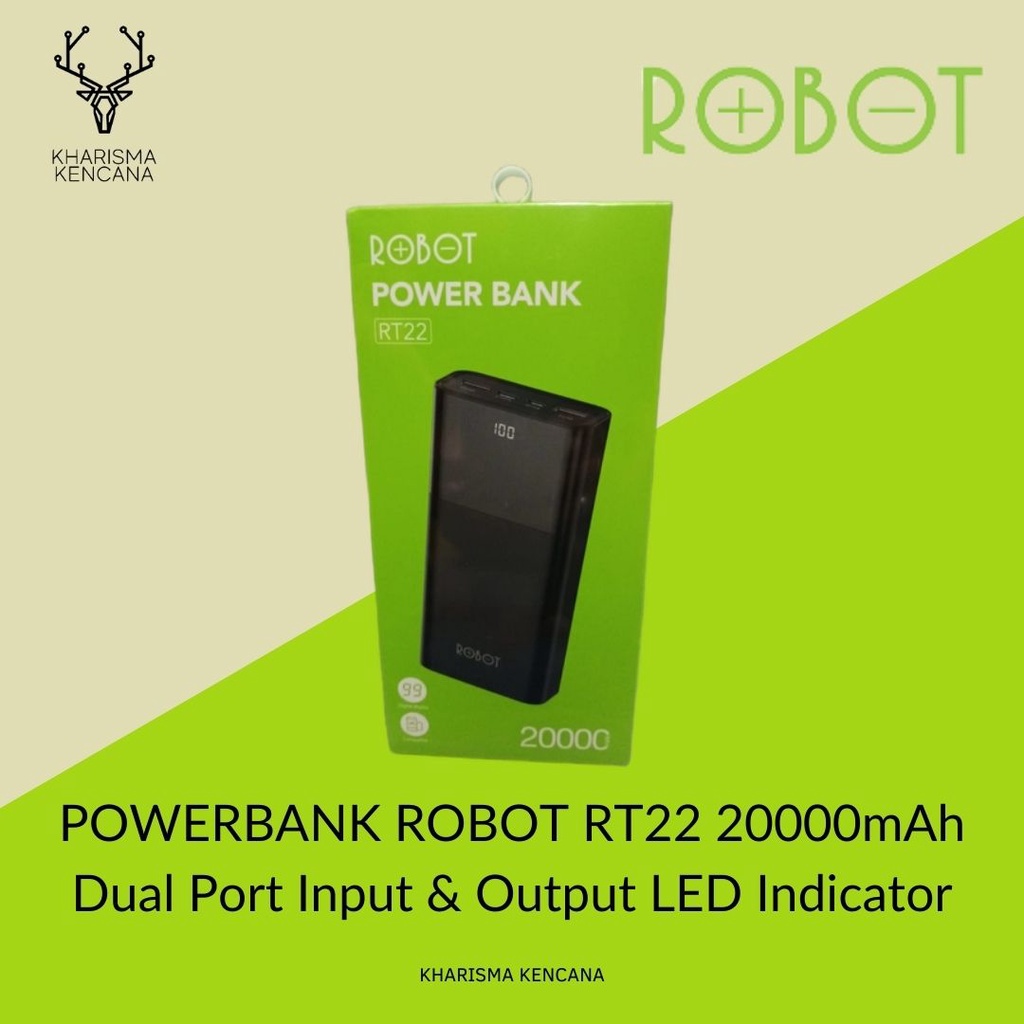 Jual POWERBANK ROBOT RT22 20000mAh Dual Port Input & Output LED ...