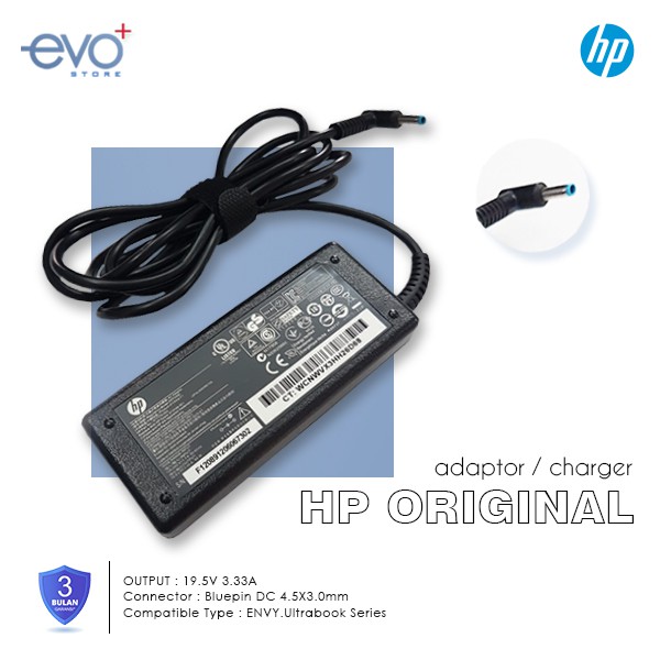 Jual ADAPTOR CHARGER CAS LAPTOP HP ORIGINAL 19.5V 3.33A 65WATT PIN BIRU ...