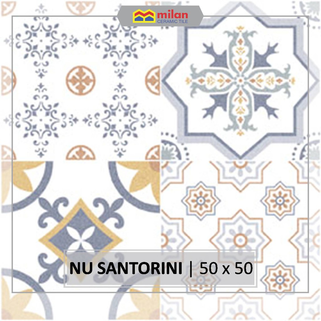 Milan Tiles - MILAN Nu Santorini 50x50 cm Keramik Lantai Motif Vintage ...