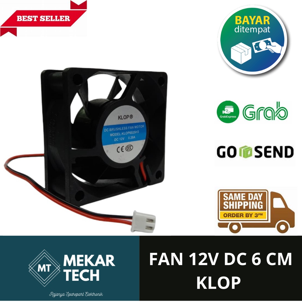 Jual KIPAS FAN 12V DC 6CM FAN DC 12 VOLT 6 CM X 6 CM 0.2A KLOP | Shopee Indonesia