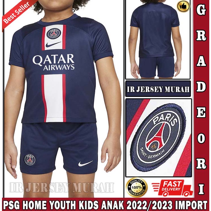 Jual SETELAN JERSEY SEPAK BOLA ANAK PSG HOME KIDS TERBARU 2022 2023 - JERSEY PSG KIDS 2022 2023 ...