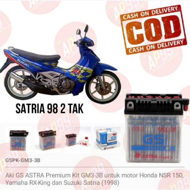 Jual AKI MOTOR SUZUKI SATRIA GM3 3B BASAH GS ASTRA ASLI | Shopee Indonesia