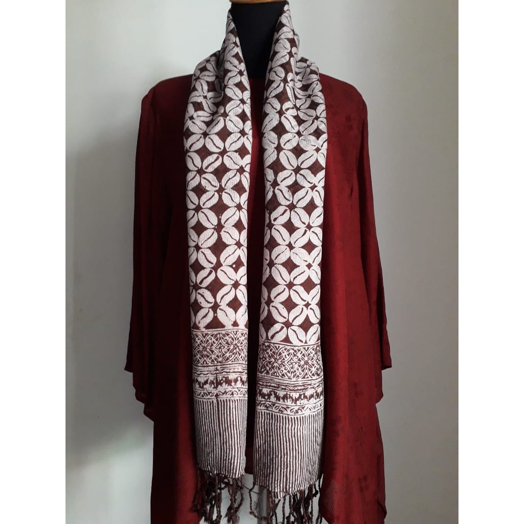 Jual Scarf Batik Bahan Viscos Warna Coklat | Shopee Indonesia