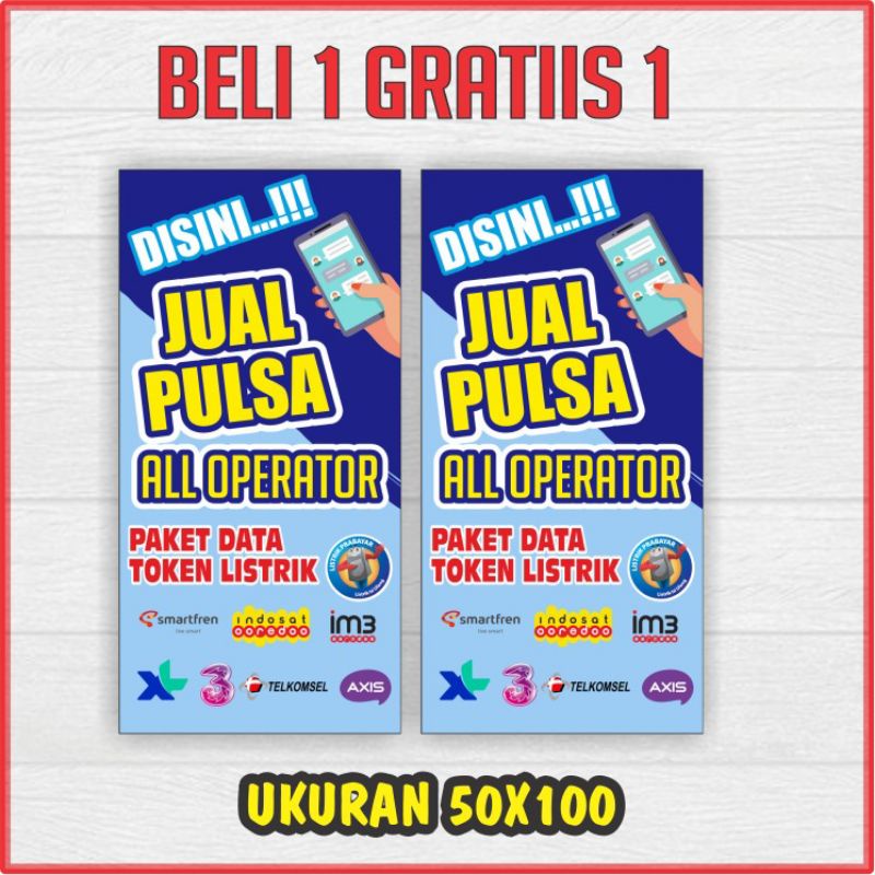 Jual spanduk pulsa | cetak spanduk free design | beli 1 gratis 1 ...