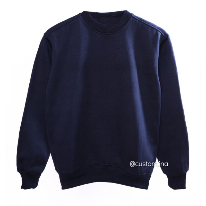 Jual Basic Sweater Polos Navy Crewneck Sweatshirt Pria Wanita Size M ...