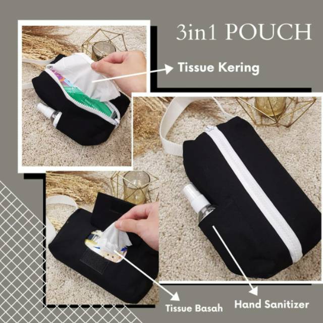 Jual Pouch Tissue / tas tissue / tempat tissue 3 in 1 Free Masker Kain ...