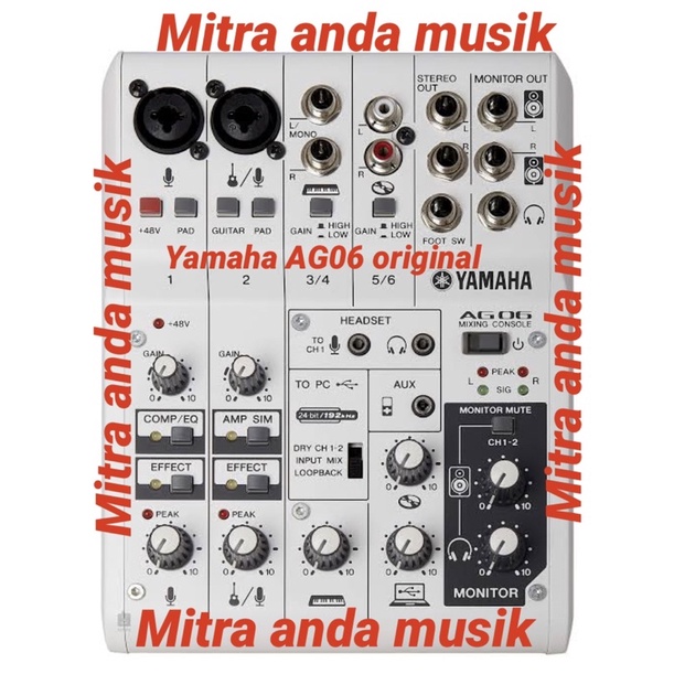 Jual Mixer yamaha ag06 AG06 original warna putih 6 channel | Shopee ...