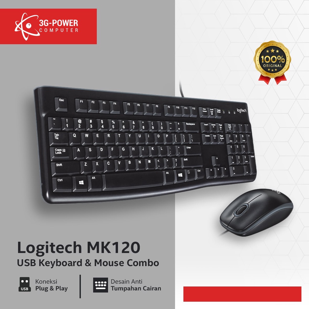 Jual Logitech MK120 Combo Keyboard dan Mouse Kabel USB | Shopee Indonesia