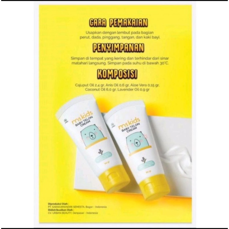Jual Ms Kids Baby Telon Cream Ms glow / Telon Ms Kids Ms Glow / Telon ...