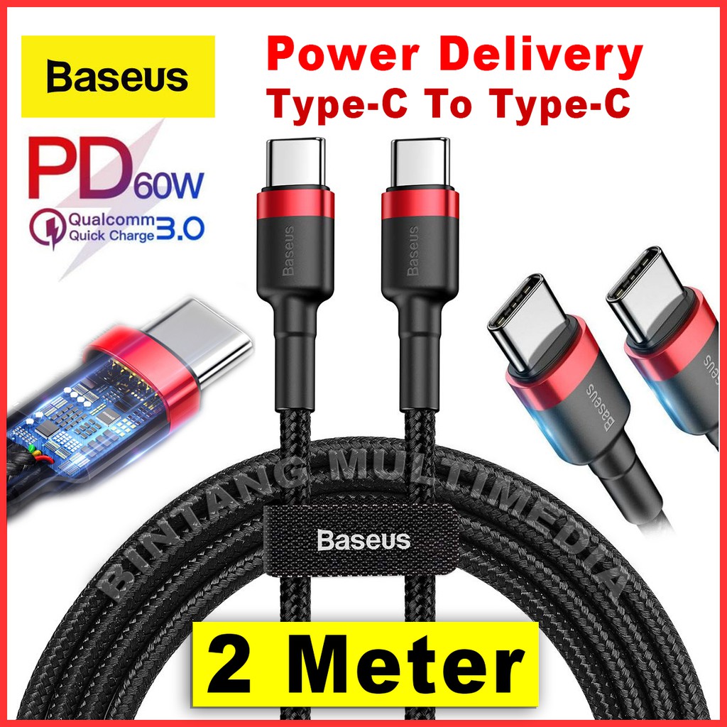 Jual Baseus Kabel Type C to Type C 2 Meter 3A 60W Power Delivery 2M PD ...