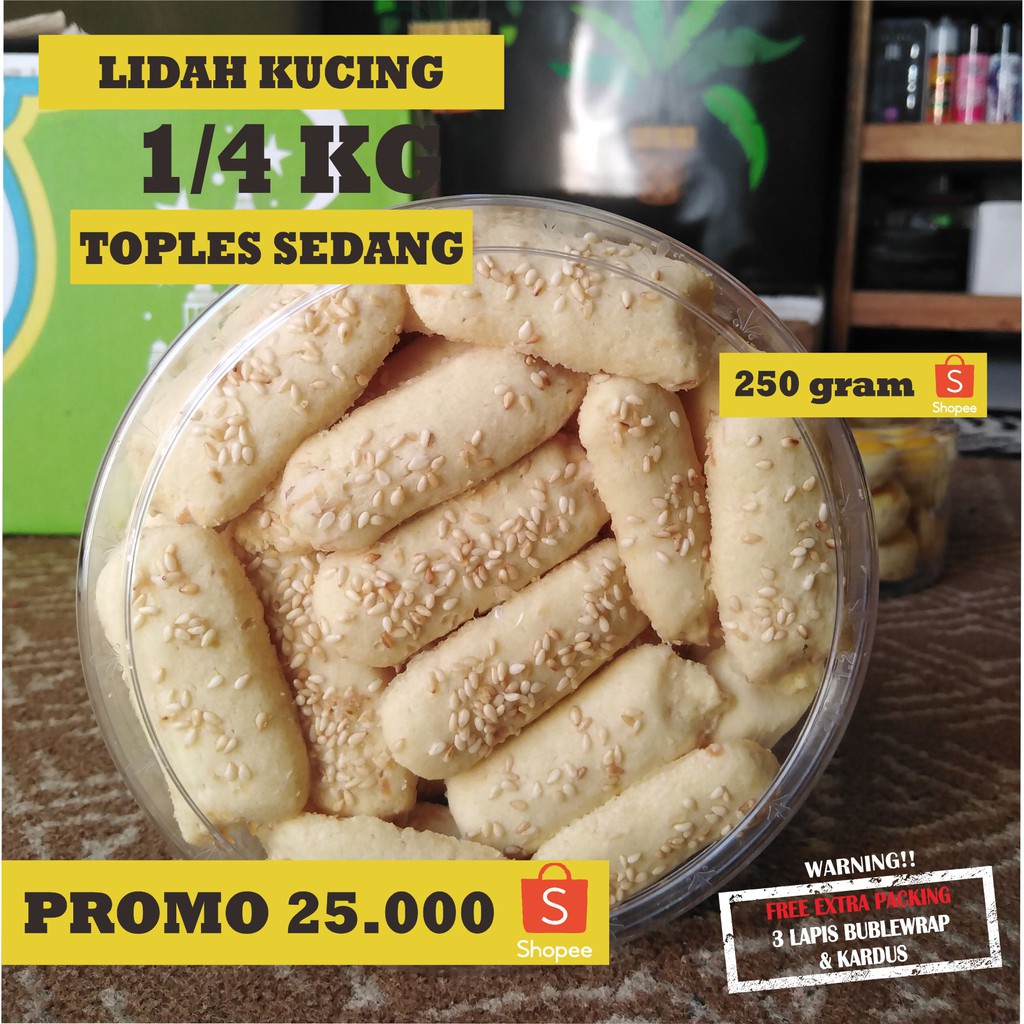 Jual Kue Kering Lidah Kucing 250 gr | Toples kue Kering 250 gram, Kue ...