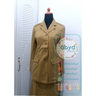 Jual Seragam PNS Wanita PDH Khaki Muda Setelan Blazer Rok Model A ...