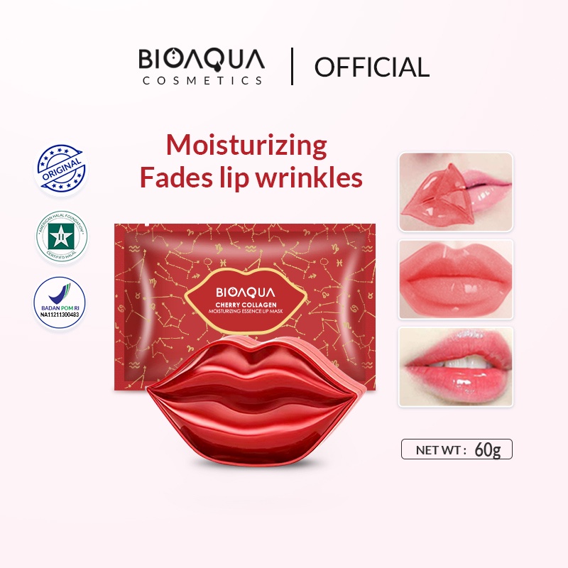 Jual Bioaqua Cosmetics masker bibir Cherry collagen Moisturizing ...