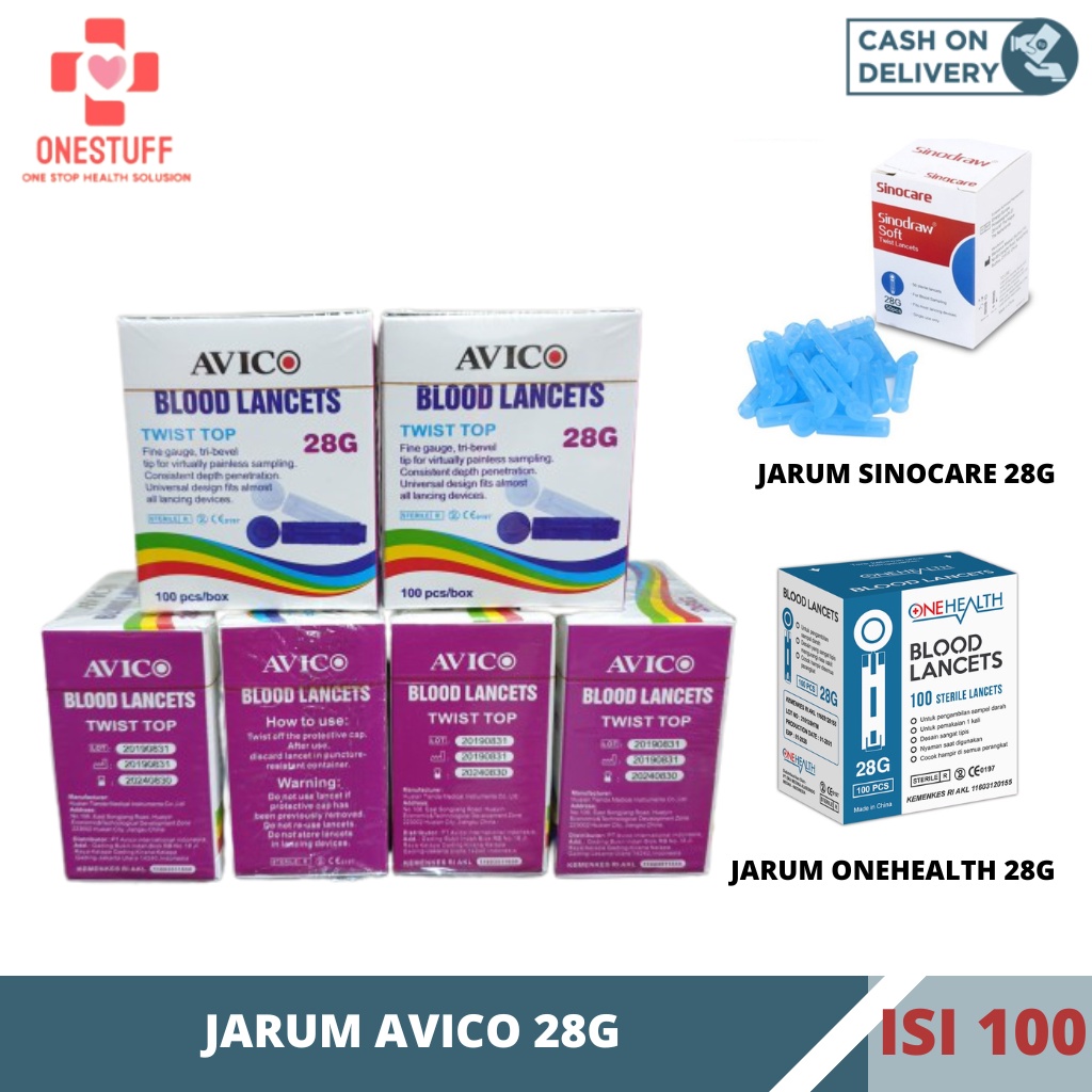 Jual Avico Jarum 28G Lancet Blood Ambil Darah Cek Gula Kolesterol Asam ...