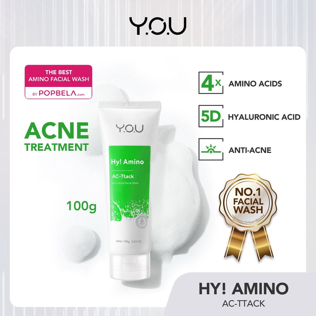 Jual YOU Facial Wash Hy! Amino Anti Acne Sabun Cuci Muka Acnes Creamy ...