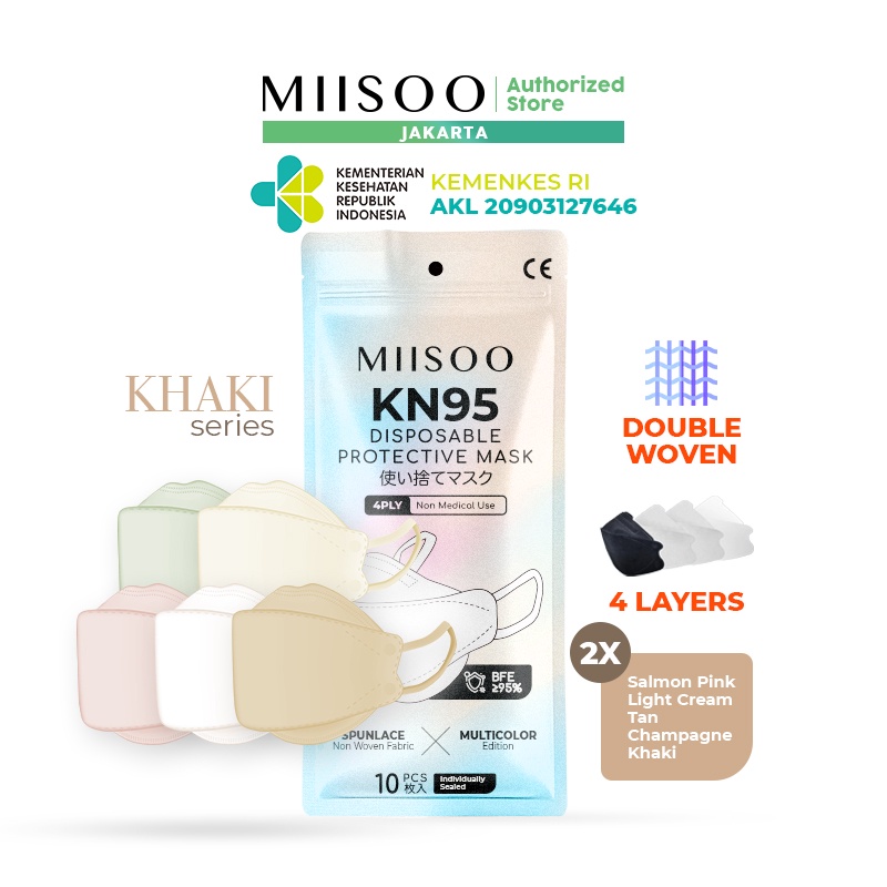 Jual MIISOO Disposable Mask Evo Khaki Series KF94 KN95 BFE 95% Masker ...