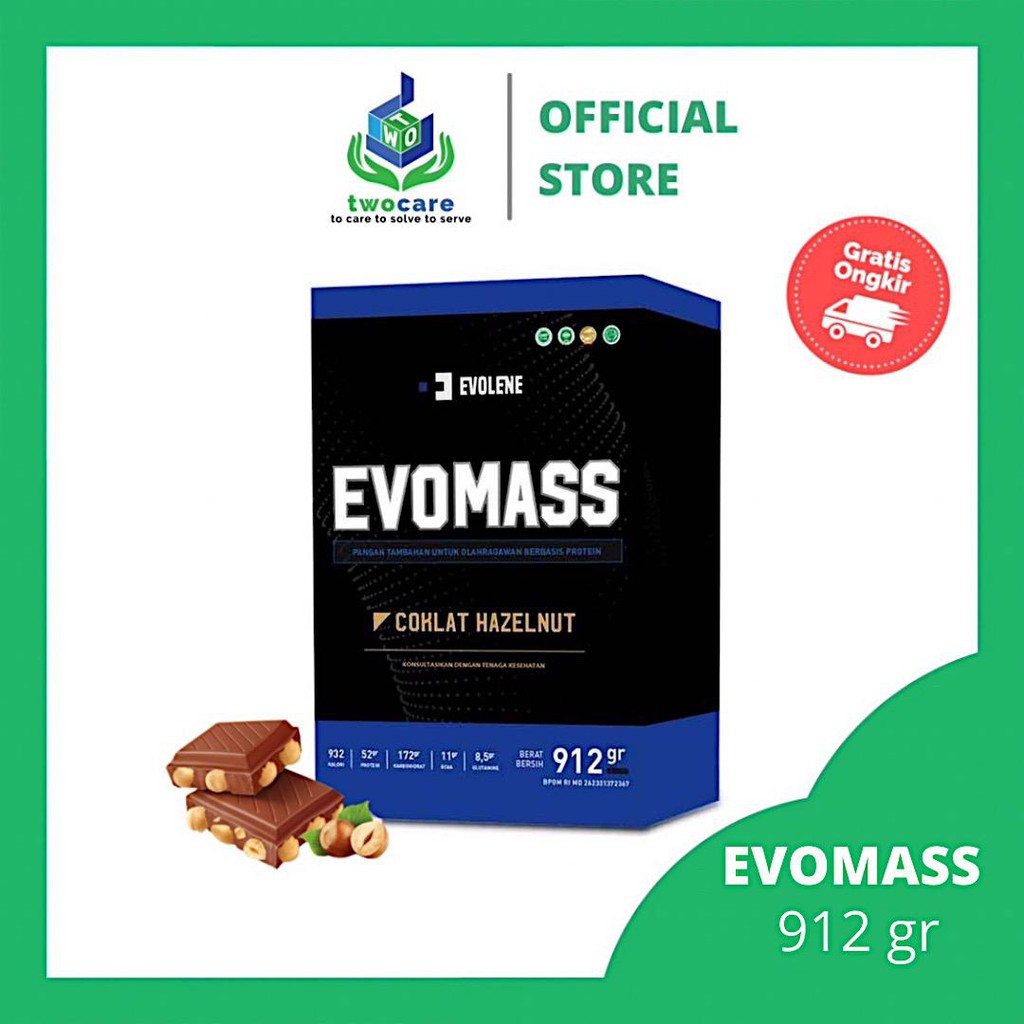 Evolene Mass Gainer Evomass Evo Mass 2 LB 912 GRAM BPOM | Shopee Indonesia