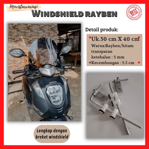 Jual Tameng Angin Universal Rayben Hitam Transparan Windshield Beat ...