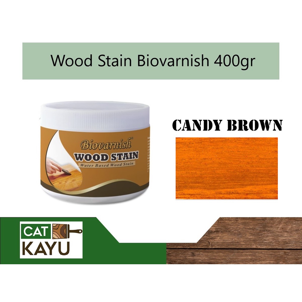 Jual Wood Stain Vernis Kayu Waterbased Biovarnish Candy Brown 400 gram ...