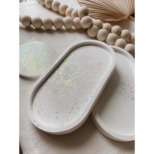 Jual Glitter Oval Tray / Trinket Tray / Concrete Tray / Concrete ...