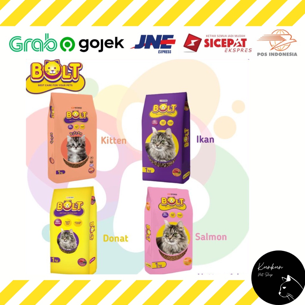 Jual BOLT ADULT / KITTEN TUNA / SALMON 1KG (DRY CAT FOOD) | Shopee ...