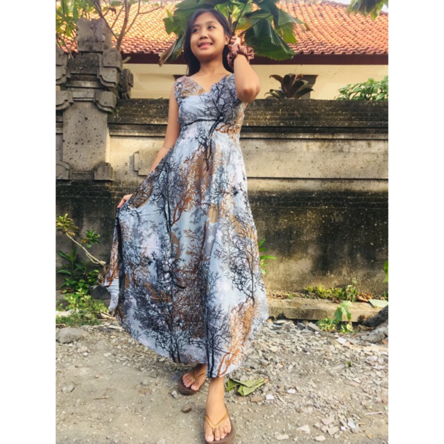 Dress bali moza panjang bali bunga bali (PILIH MOTIF) | Shopee Indonesia
