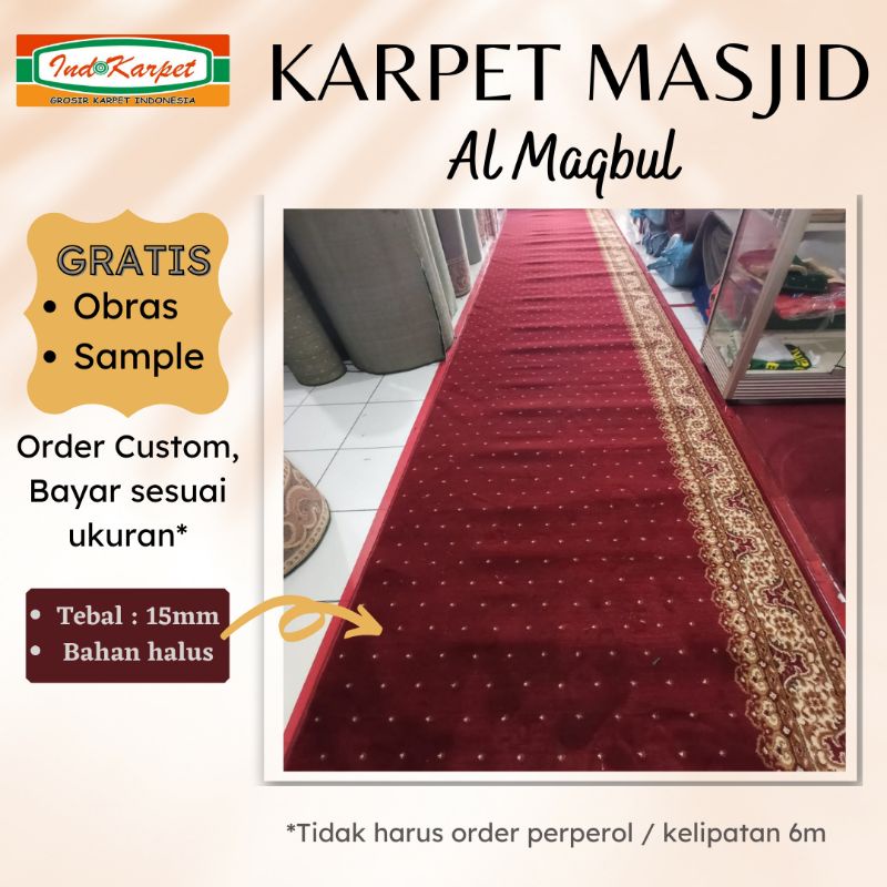 Jual Karpet Masjid Tebal 15mm Al Maqbul Meteran Empuk / Karpet Sajadah / Karpet Mushola | Shopee ...
