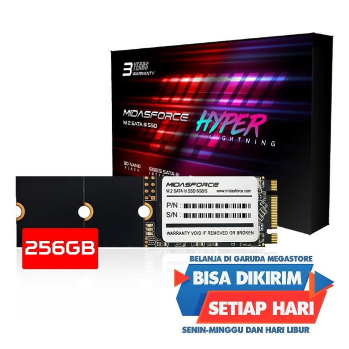 Jual SSD M2 SATA 256GB M.2 SATA 256GB MIDASFORCE HYPERLIGHTNING 6GB/S ...