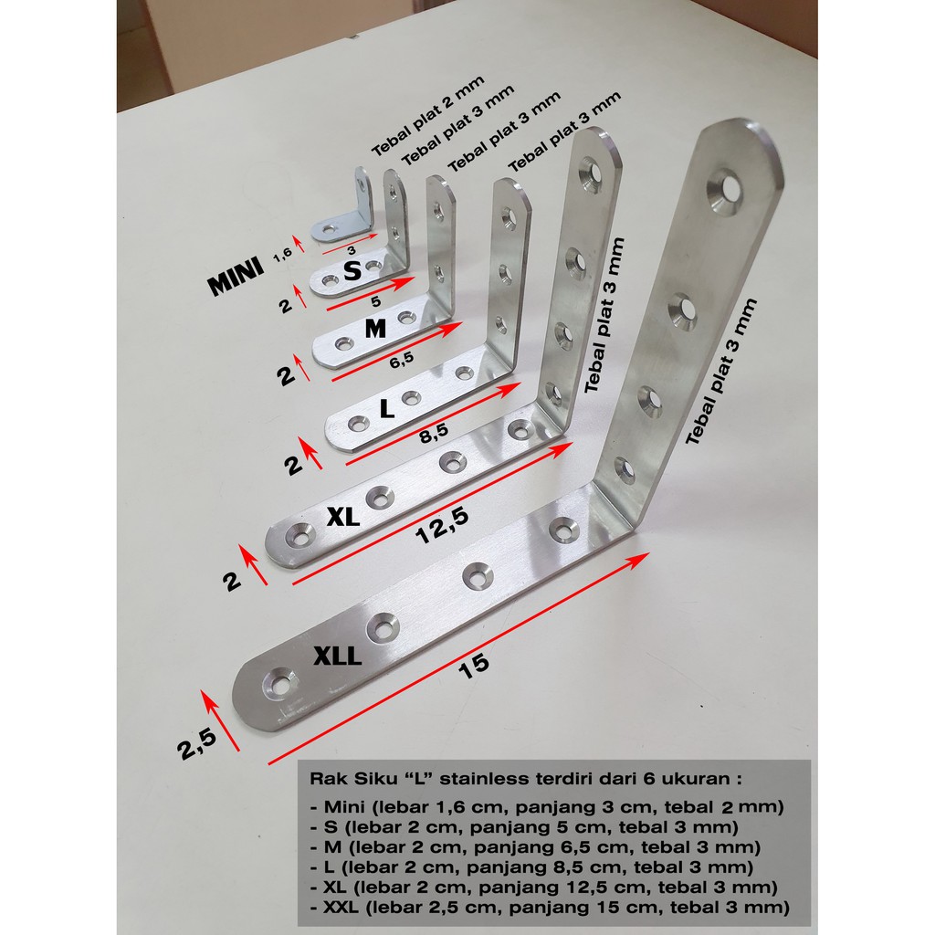 Jual Plat Siku Rak "L" Stainless Ukuran L | Shopee Indonesia