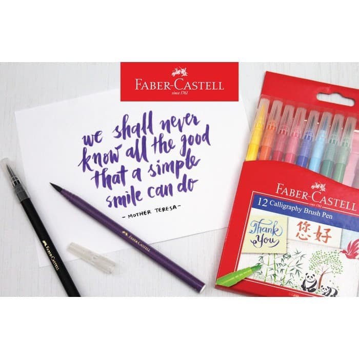 Jual FABER CASTELL Calligraphy Brush Pen set 12 spidol kuas kaligrafi ...