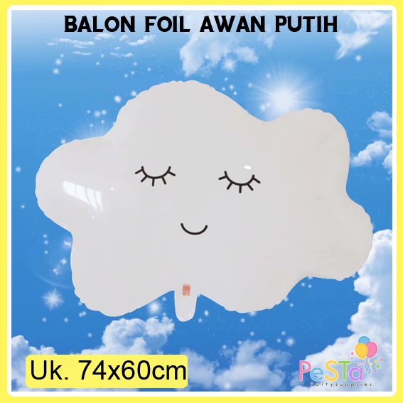 Jual Balon Foil Awan Putih/Balon CLoud/Balon Awan Tersenyum | Shopee ...