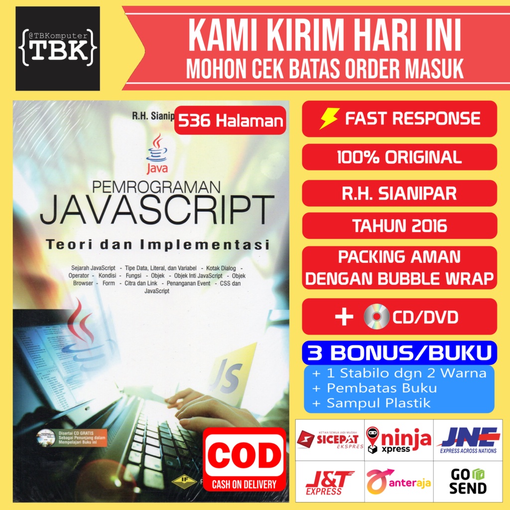 Jual BUKU PEMROGRAMAN JAVASCRIPT TEORI DAN IMPLEMENTASI RH SIANIPAR ...