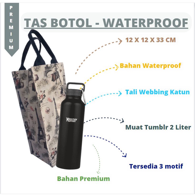 Jual tas air minum 1.5 liter / tas jinjing souvenir / tas botol minum ...