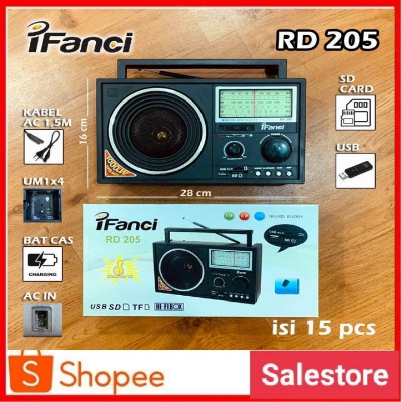 Jual Radio Jadul Portable 3 Band Super Bass USB/SD Card/TF IFanci RD ...