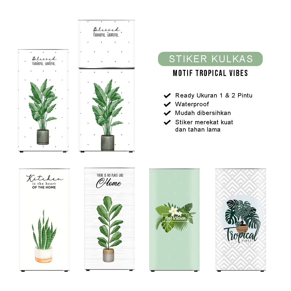 Jual Wallpaper stiker Sticker kulkas 1 Pintu dan 2 Pintu motif daun ...