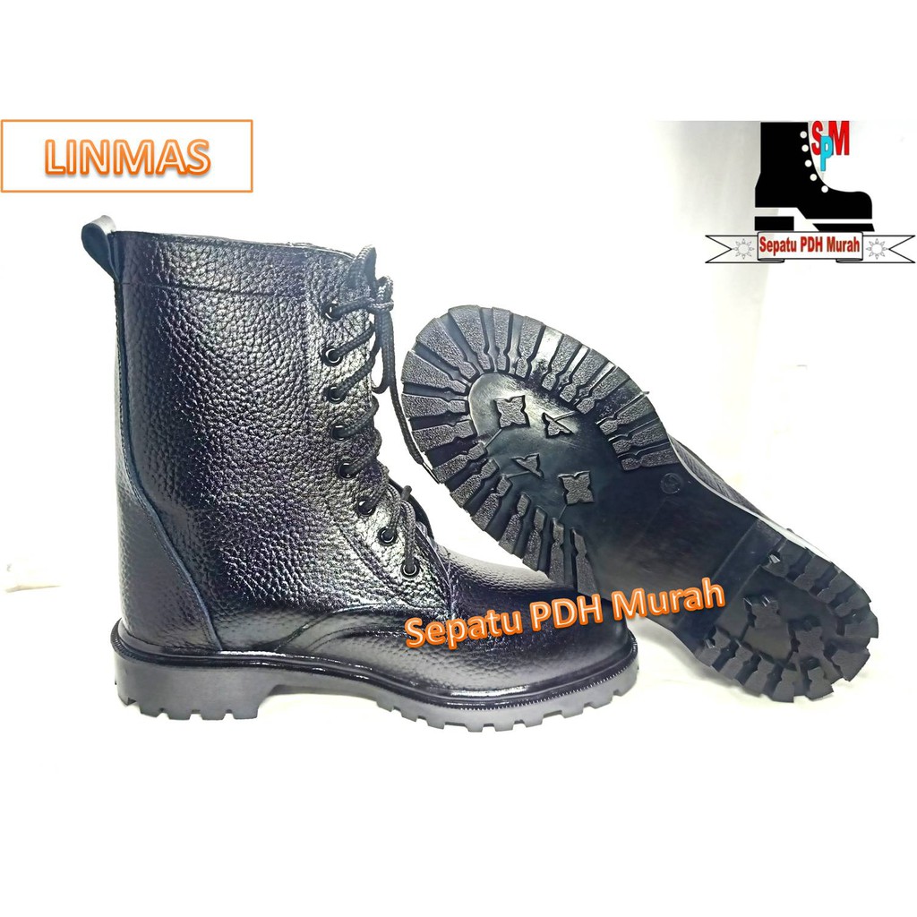 Jual sepatu pdl Linmas kulit asli standar Linmas, Hansip, Security ...