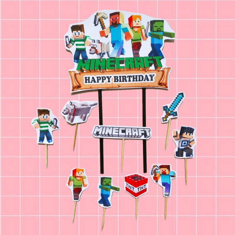 Jual Cake Topper MINECRAFT / Topper Kue MINECRAFT / Hiasan Kue ...