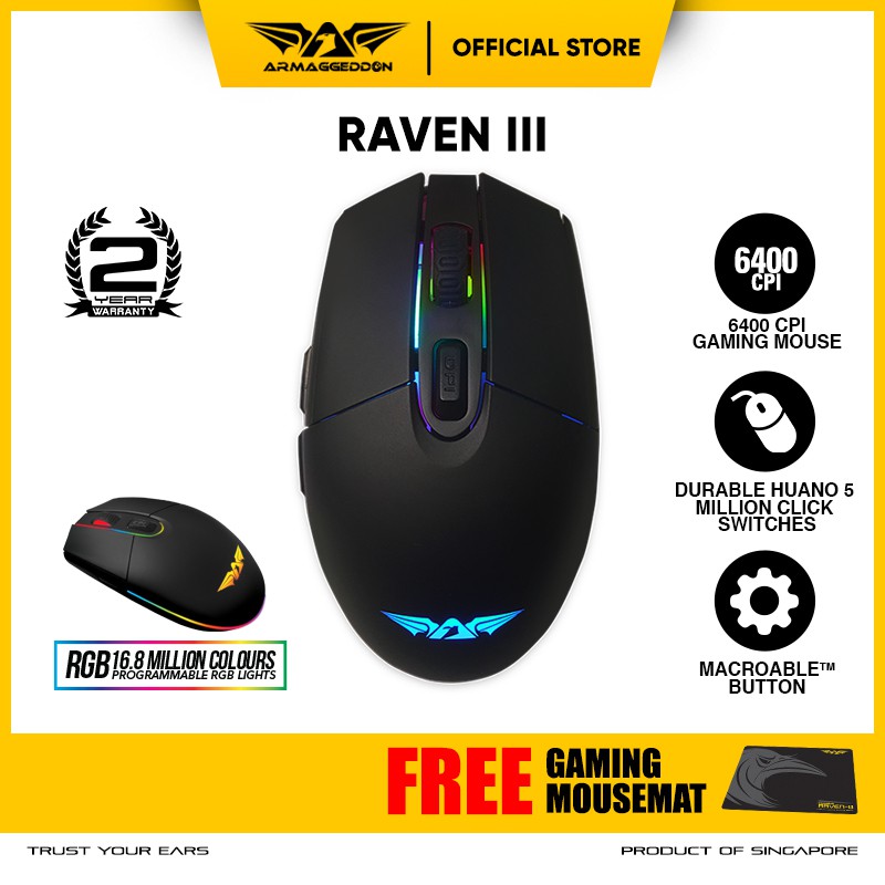 Jual Armaggeddon RGB Gaming Mouse Raven III [ 6400CPI ] [Gratis ...