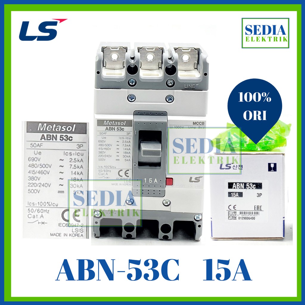 Jual LS MCCB MCB ABN-53C-15A 53C 15A ABN53C 3P | Shopee Indonesia