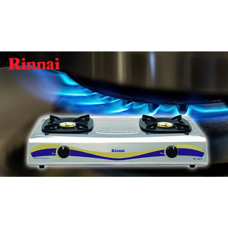 Jual Kompor Gas 2 Tungku Rinnai Stainless RI-522E / RI 522E / RI 522 E ...