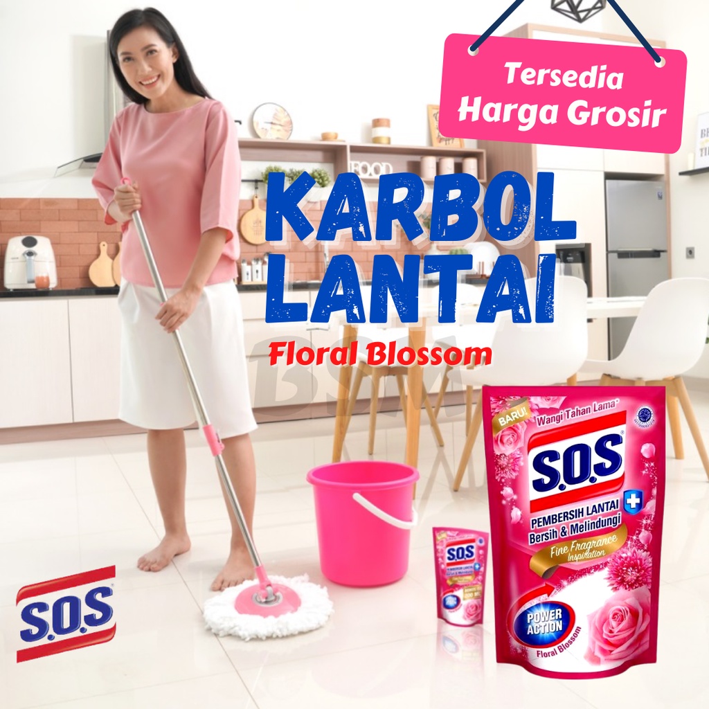 Jual SOS Karbol pembersih Lantai Floral Blossoms 750ml Refill | Karbol ...