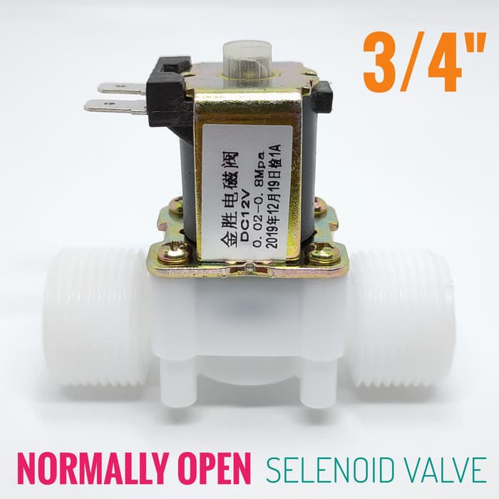 Jual Electric Water Selenoid Valve 12V DC N.O 3/4" Normally Open Valve ...