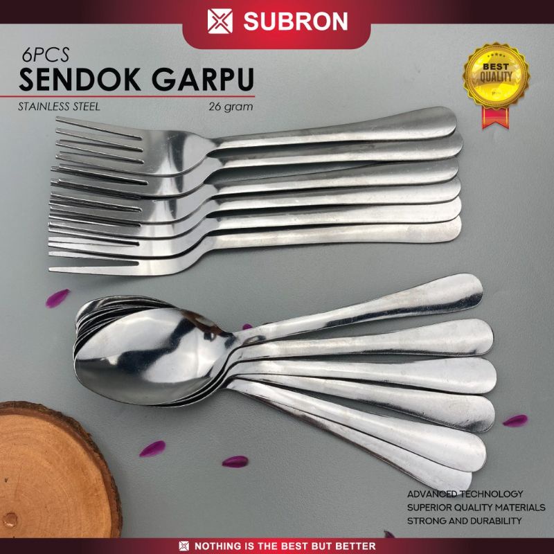 Jual SUBRON 6Pcs Sendok Garpu Makan Hotel Besar dan Standar Stainless ...