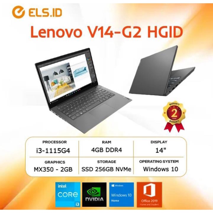 Jual Lenovo V14-G2 HGID - Grey [i3 1115G4-4GB-SSD 256GB-MX350] | Shopee Indonesia