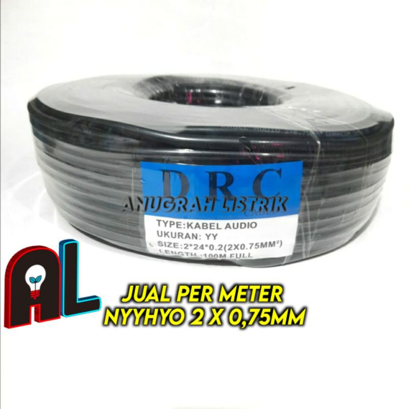 Jual Kabel Listrik Serabut NYYHY 2x0.75 @1M HITAM DRC Permeter Eceran SNI 2 x 0,75mm | Shopee ...