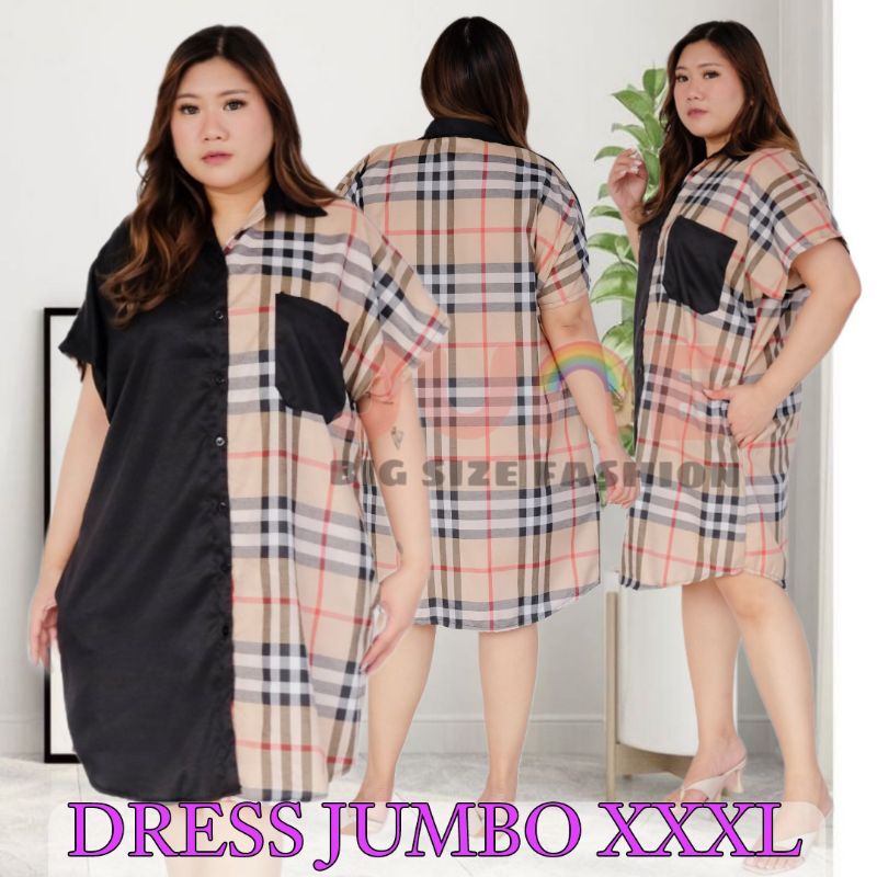 Jual JUNE- DRESS JUMBO WANITA SIZE XXXL / DRESS UKURAN BESAR LD 120 ++ / TUNIK JUMBO WANITA 3XL ...