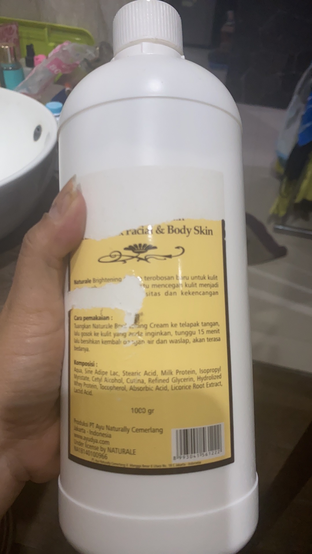 NATURALE BLEACHING CREAM 1000GR - BLEACHING BADAN NATURALE 1000GR ...