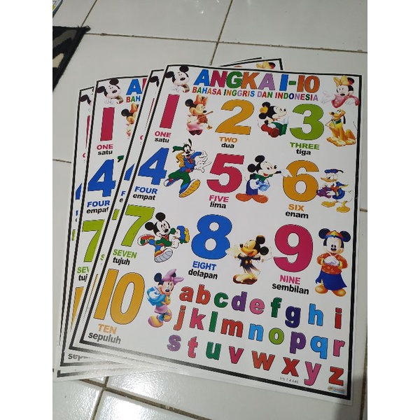 Jual POSTER EDUKASI ANAK MENGENAL ANGKA 1-10 MENGENAL HURUF HIJAIYAH ...